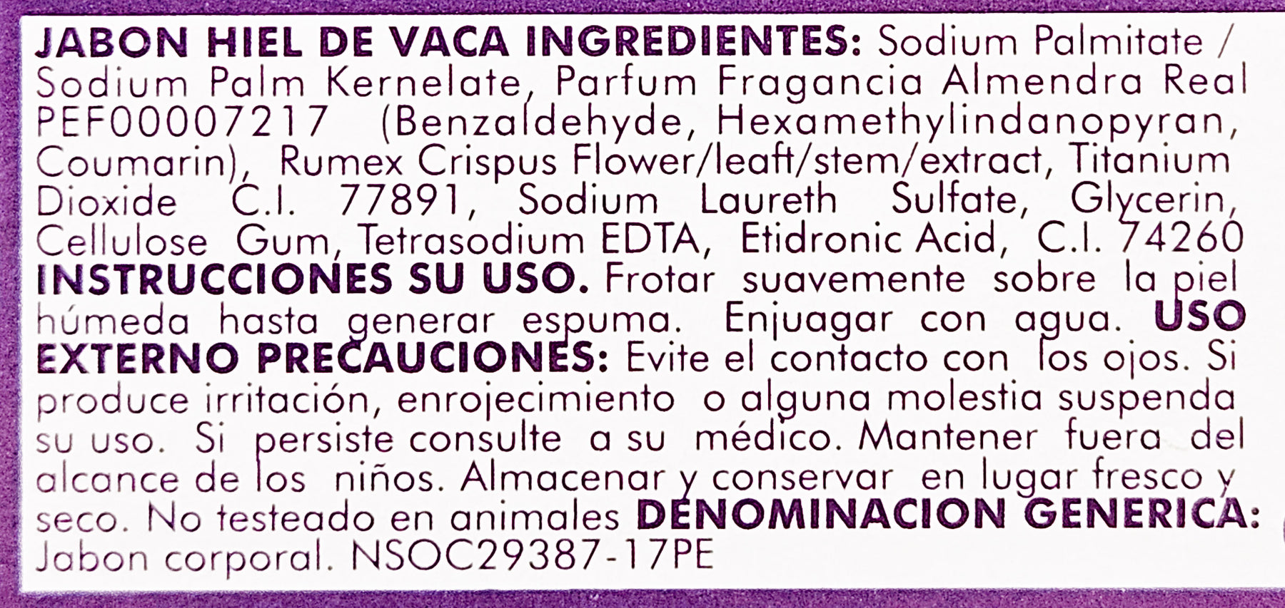 Jabón de Hiel de Vaca x 80g