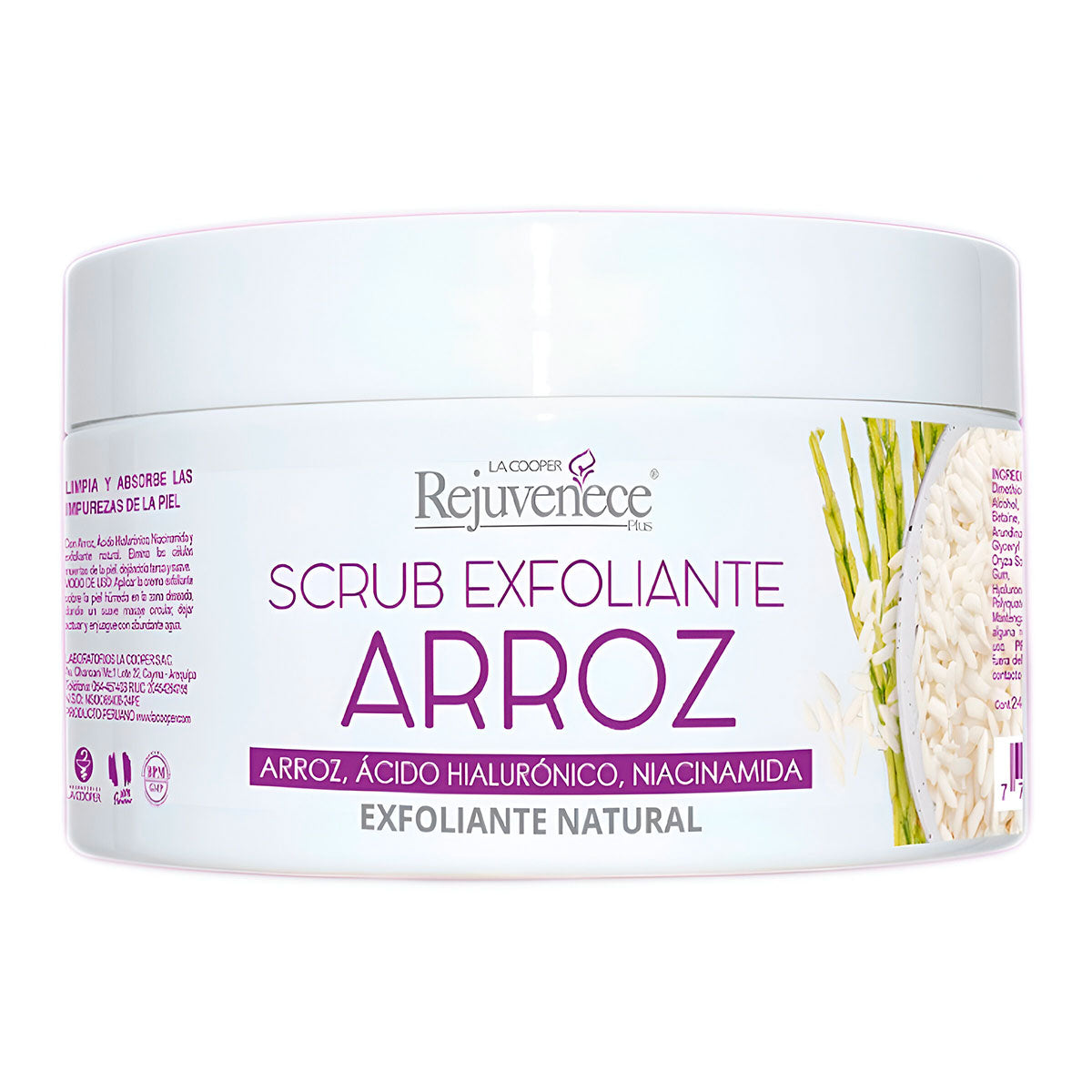 Scrub Exfoliante con Arroz, Ácido Hialurónico y Niacinamida x 240g